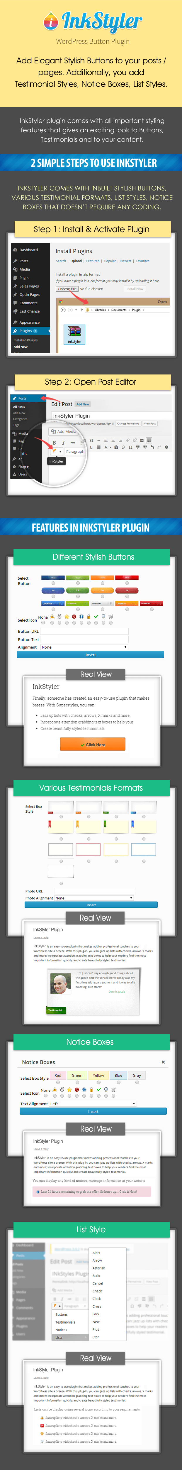 Stylish Multipurpose Button WordPress Plugin- InkStyler | InkThemes