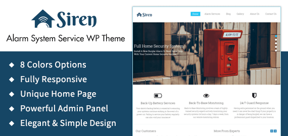 [Siren] Alarm System Service WordPress Theme & Template | InkThemes
