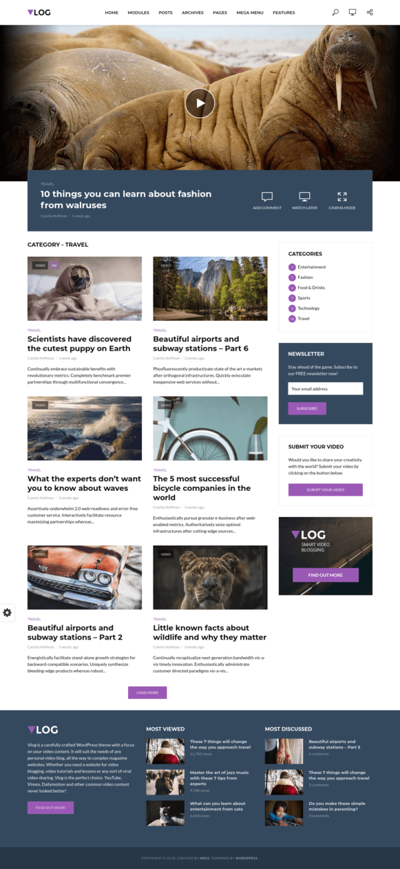 Vlog- Video Blog/Magazine WordPress Theme | InkThemes