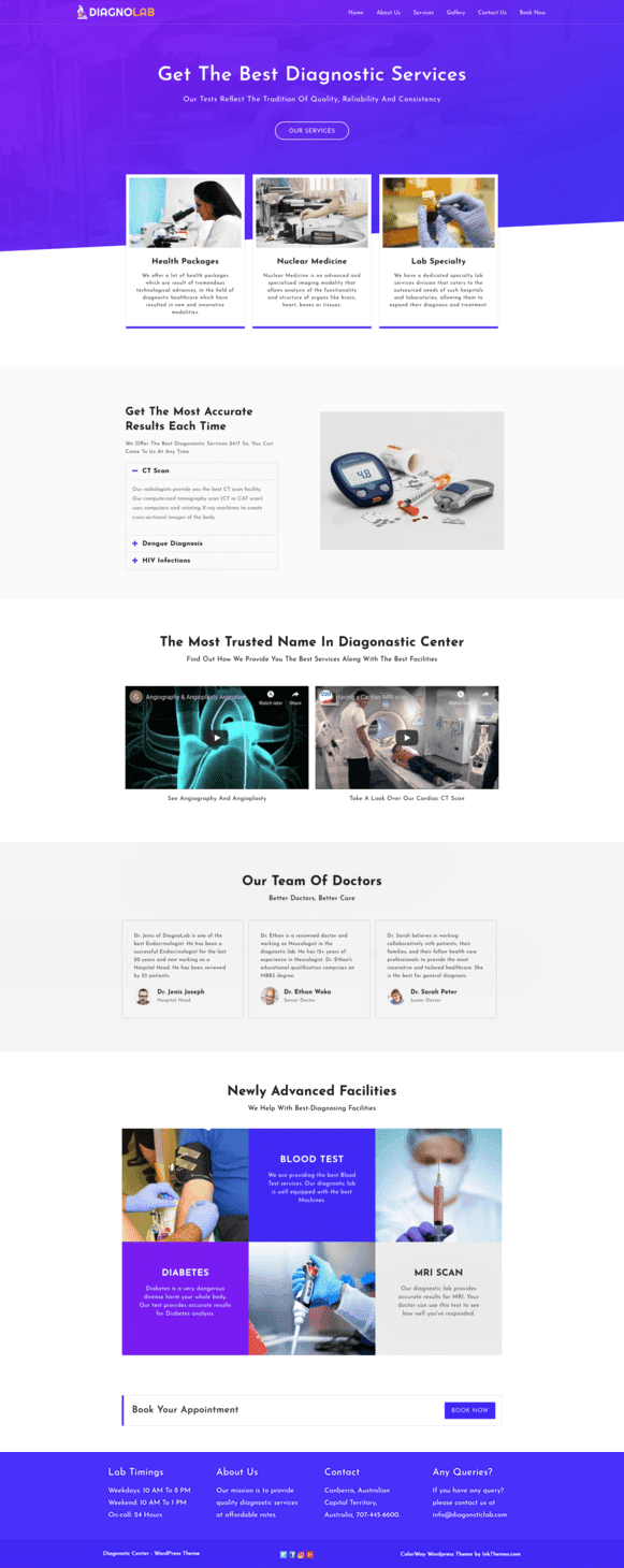 Diagnostic Laboratory WordPress Theme | InkThemes