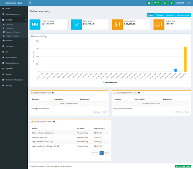Ultimate POS - Stock Management PHP Script | InkThemes