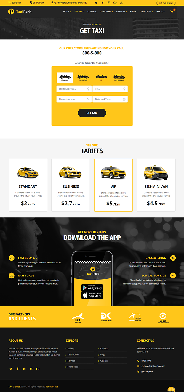 Taxi Park - Taxi Service WordPress Theme | InkThemes
