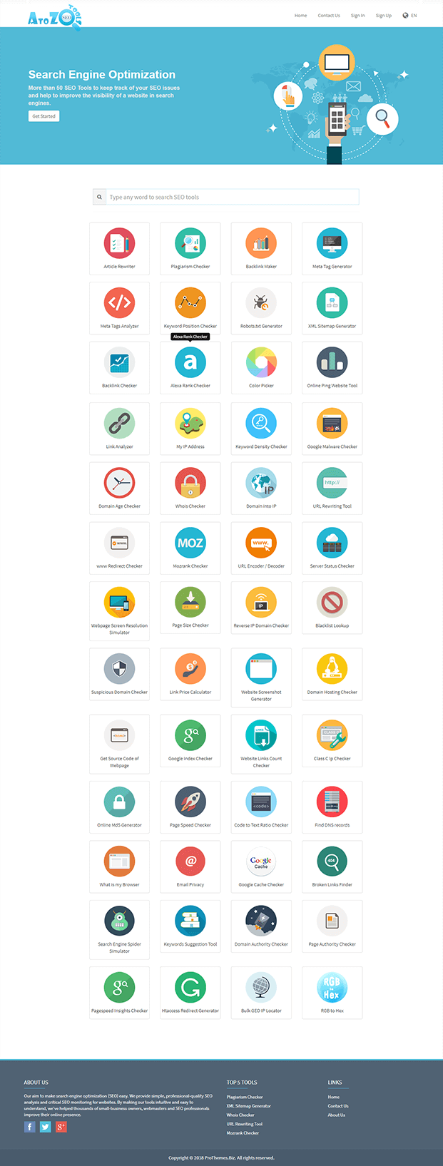 AtoZ SEO Tools - Advanced SEO PHP Script | InkThemes AtoZ SEO Tools - Advanced SEO PHP Script | InkThemes