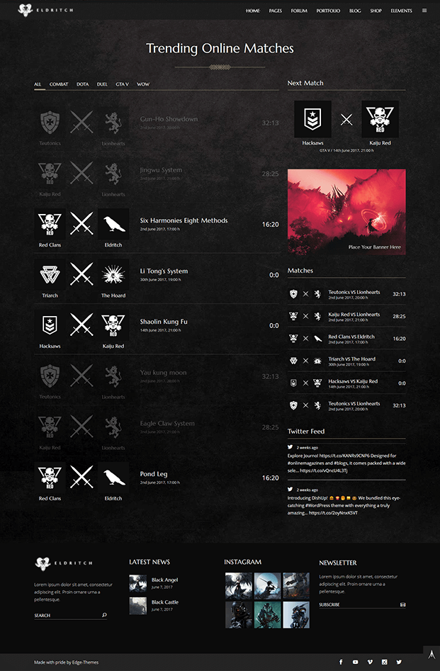 Eldritch - Gaming & eSports WordPress Theme | InkThemes