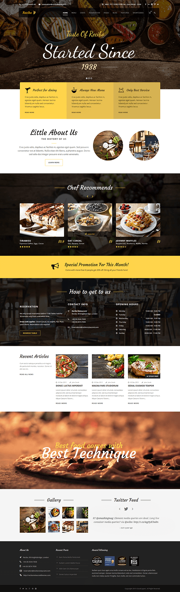 Recibo - Advanced WordPress Restaurant Theme | InkThemes
