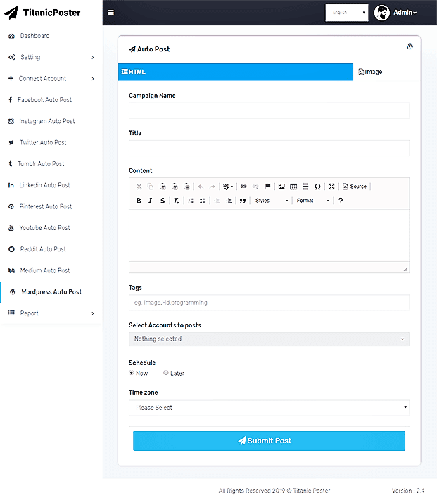 TitanicPoster - Social Media Auto Post PHP Script | InkThemes