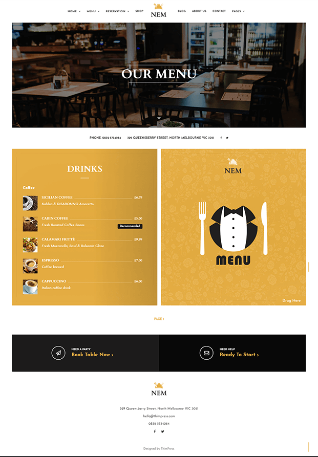 NEM - WordPress Theme For Restaurant & Cafe | InkThemes