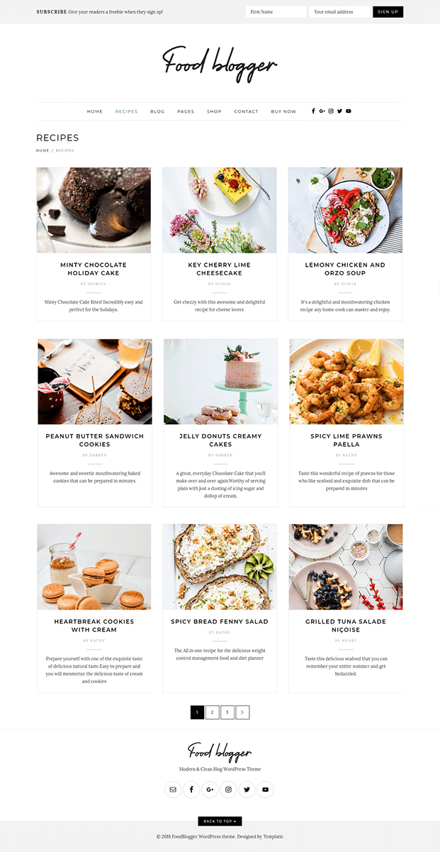 Food Blogger - WordPress Theme For Food Blog | InkThemes