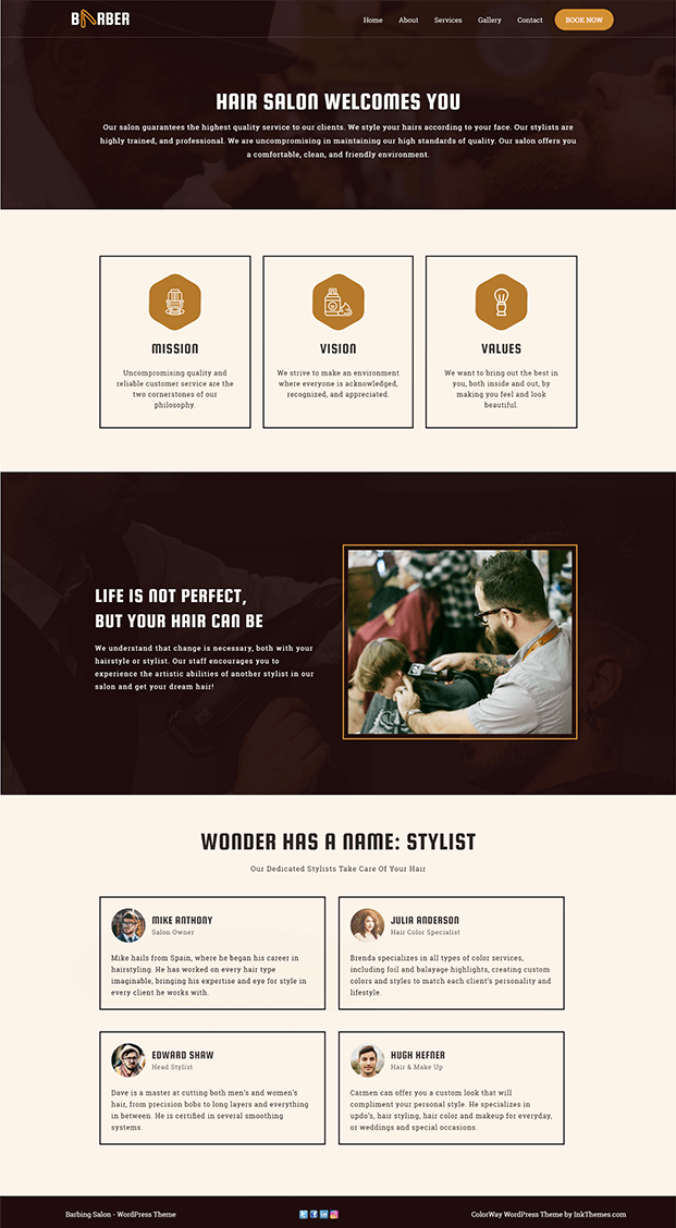 Barber - WordPress Theme For Salon & Stylists | InkThemes