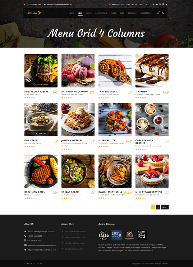 Recibo - Advanced WordPress Restaurant Theme | InkThemes