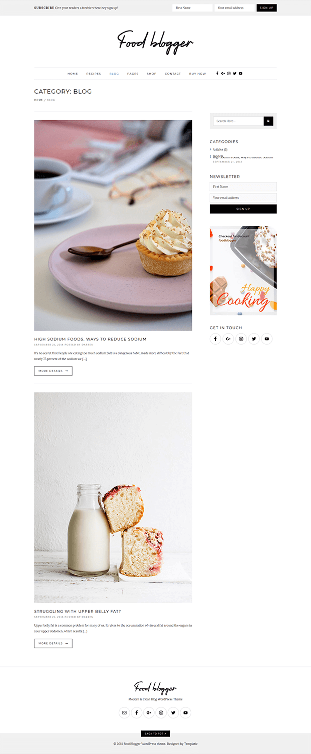 Food Blogger - WordPress Theme For Food Blog | InkThemes