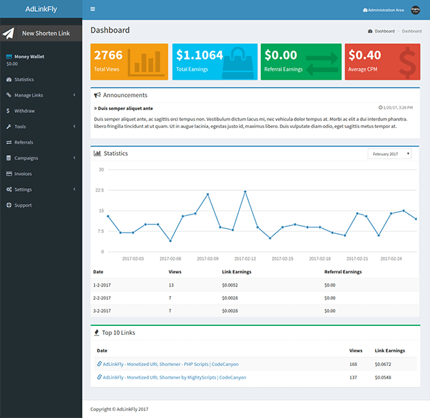 AdLinkFly - URL Shortener PHP Script | InkThemes