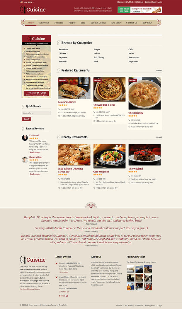 Cuisine - Restaurant Directory WordPress Theme | InkThemes