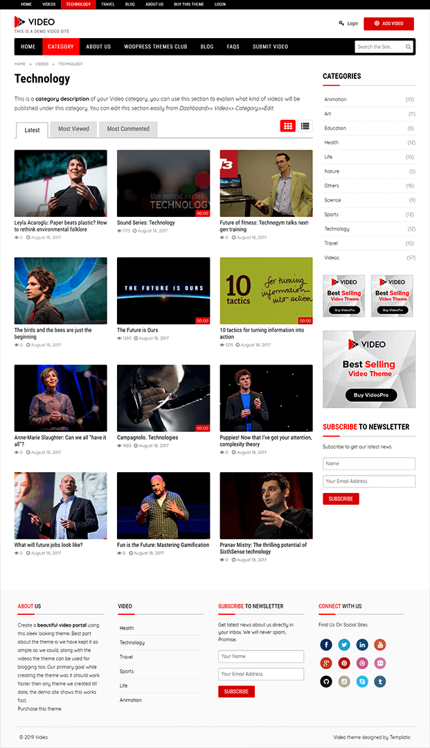 Responsive Video Sharing WordPress Theme | InkThemes