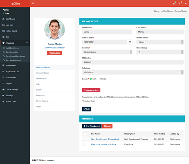 eOffice CRM - PHP Employee Management Script | InkThemes