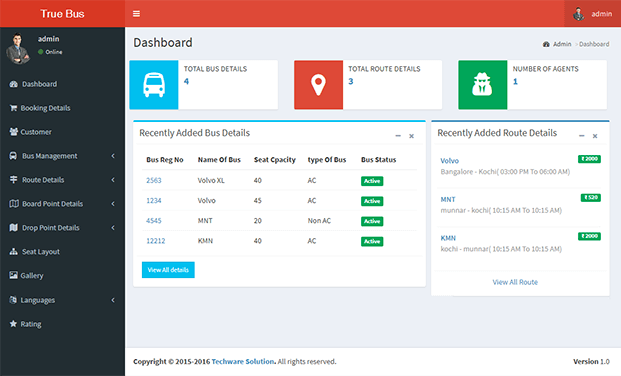 True Bus - Online Reservation PHP Script | InkThemes
