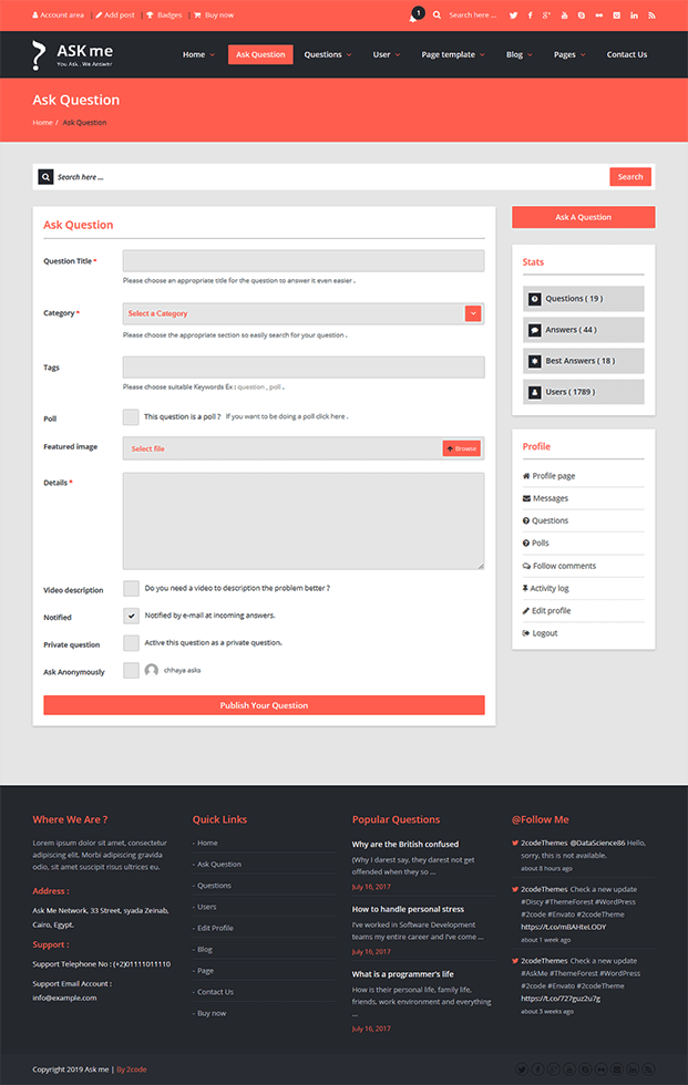 Ask Me - Question & Answer WordPress Theme | InkThemes