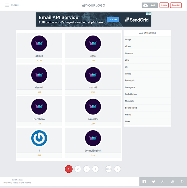 King Media Sharing PHP Script | InkThemes