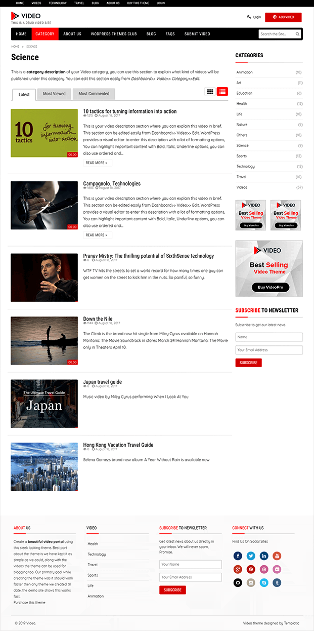 Responsive Video Sharing WordPress Theme | InkThemes