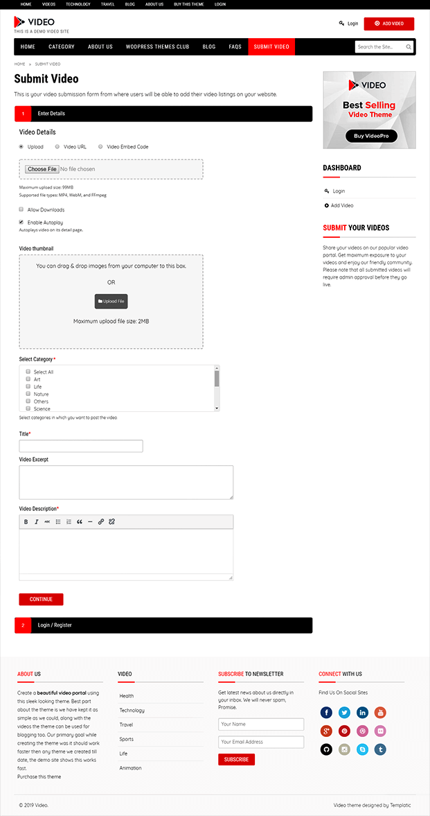 Responsive Video Sharing WordPress Theme | InkThemes