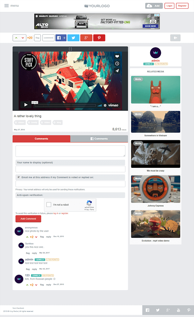 King Media Sharing PHP Script | InkThemes