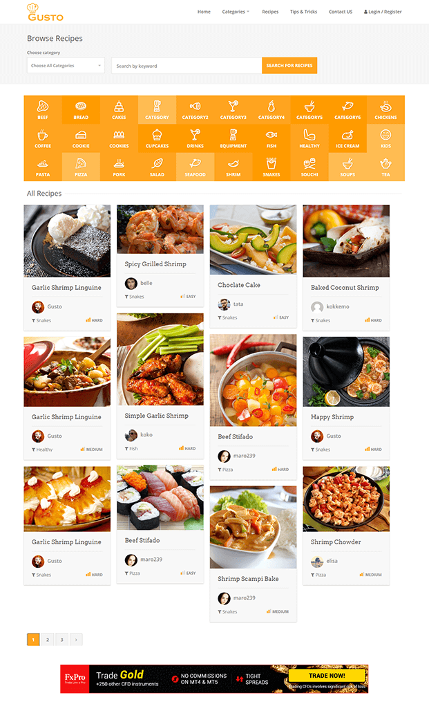 Gusto - Recipe Management PHP Script| InkThemes