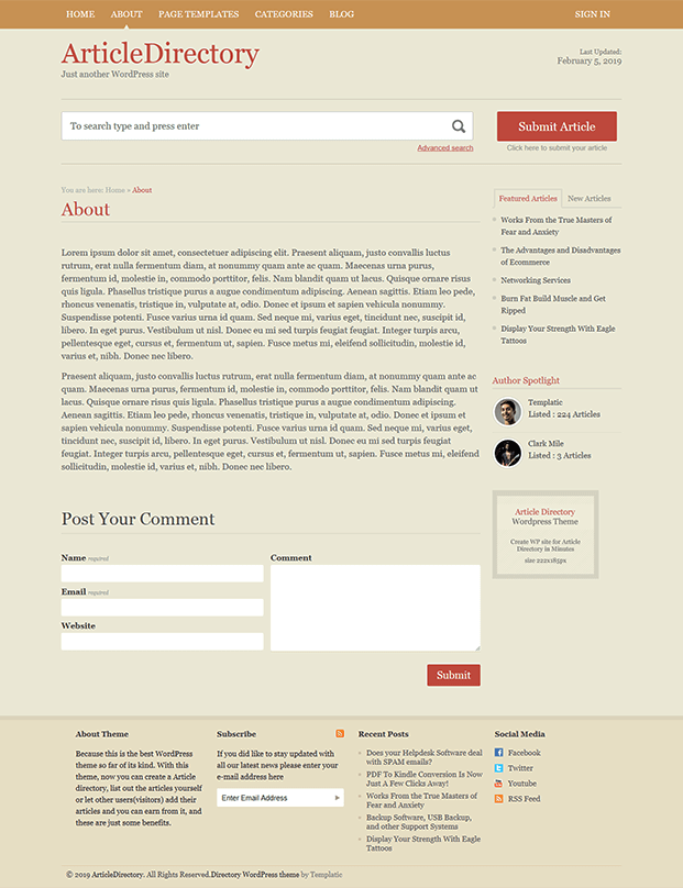 Online Article Directory WordPress Theme | InkThemes