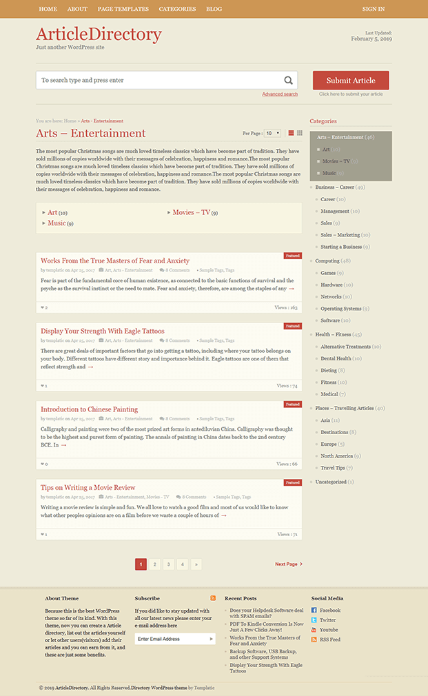 Online Article Directory WordPress Theme | InkThemes