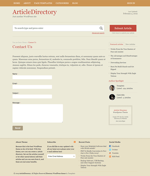 Online Article Directory WordPress Theme | InkThemes