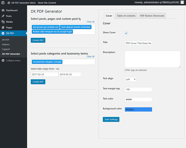 DK PDF Generator WordPress Plugin | InkThemes