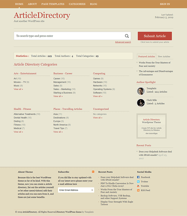 Online Article Directory WordPress Theme | InkThemes