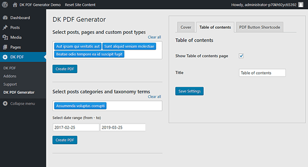 DK PDF Generator WordPress Plugin | InkThemes