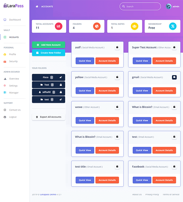 LaraPass - PHP Password Manager Script | InkThemes