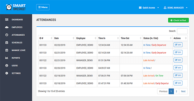 Smart Timesheet - Attendance PHP Script| InkThemes