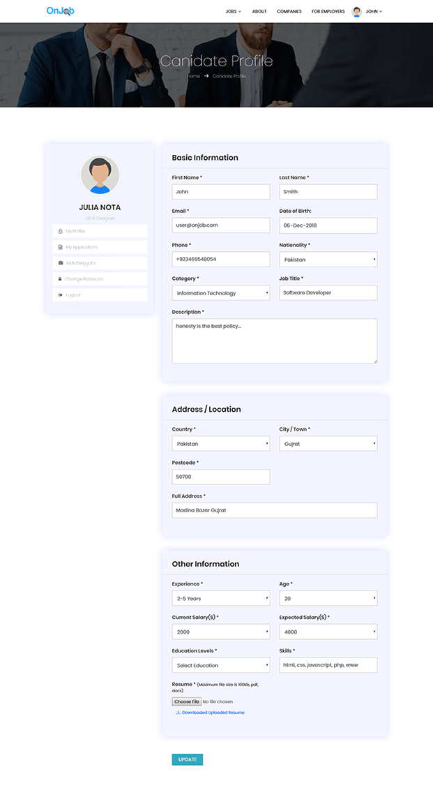 OnJob - Advanced PHP Job Portal Script | InkThemes