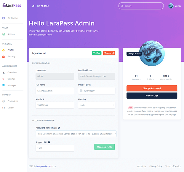 LaraPass - PHP Password Manager Script | InkThemes
