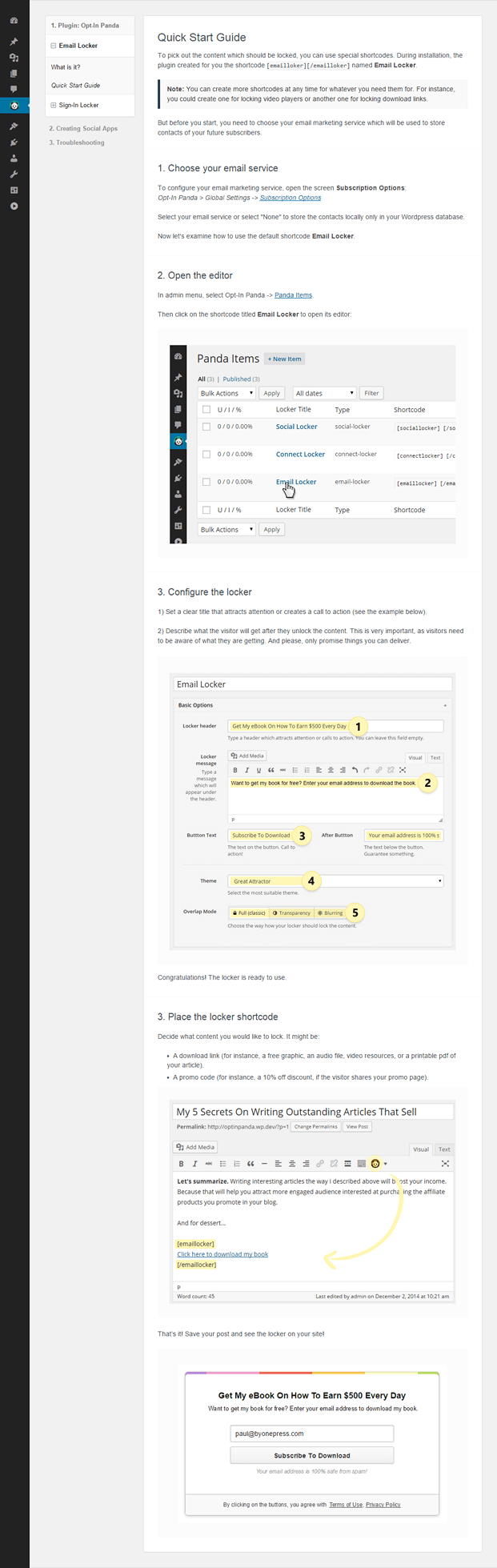 Opt-In Panda - Opt-in Form WordPress Plugin | InkThemes