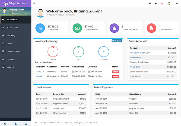 Adapt Accounts - Accounting PHP Script | InkThemes