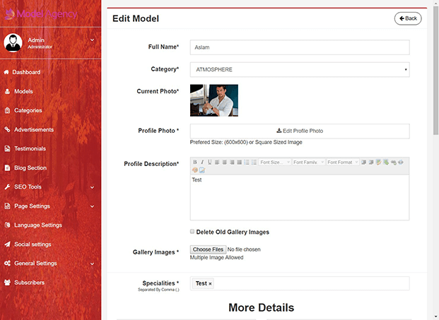 ModelAgency - Advanced Model Agency PHP Script | InkThemes