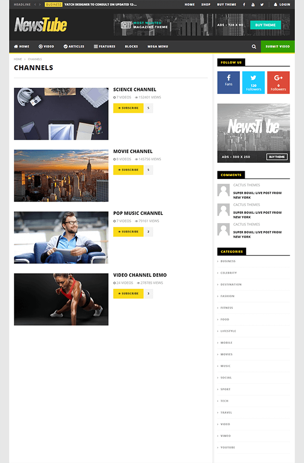 NewsTube - Best Blogging WordPress Theme | InkThemes