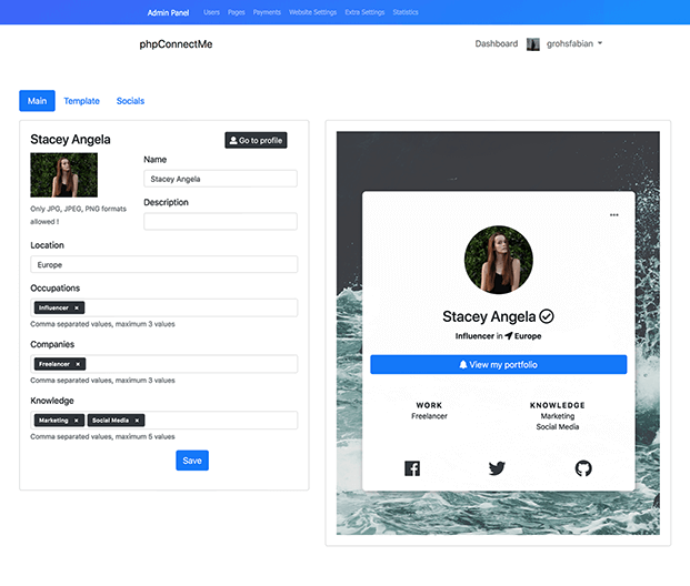 Phpconnectme Custom Social Profile Php Script Inkthemes