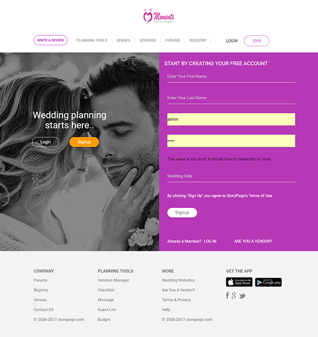 Moments - Wedding Planner PHP Script | InkThemes