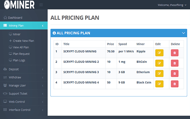 Miner Advanced Cloud Mining Php Script Inkthemes