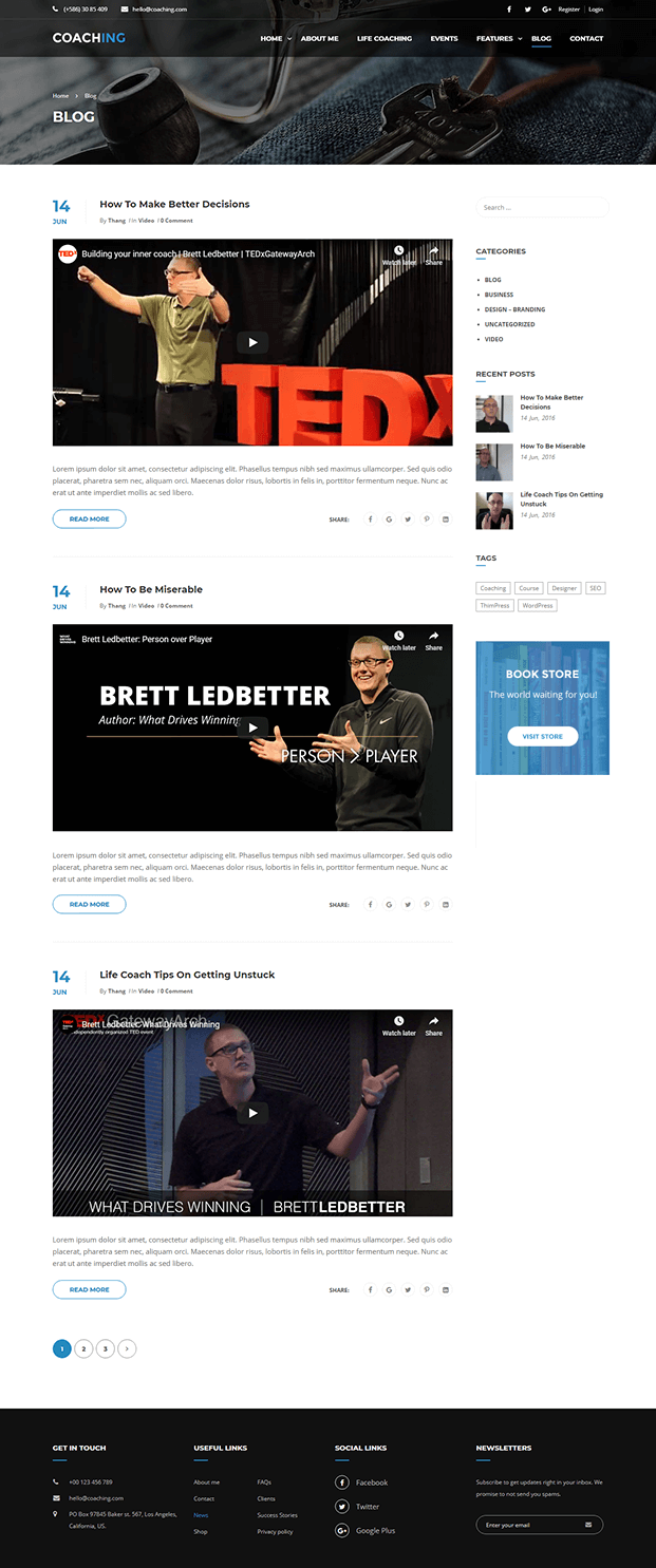 Responsive Coaching WordPress Theme | InkThemes