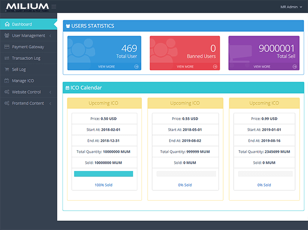 Milium - Initial Coin Offering ICO PHP Script | InkThemes