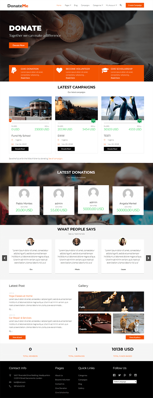 DonateMe - Premium Crowdfunding PHP Script | InkThemes