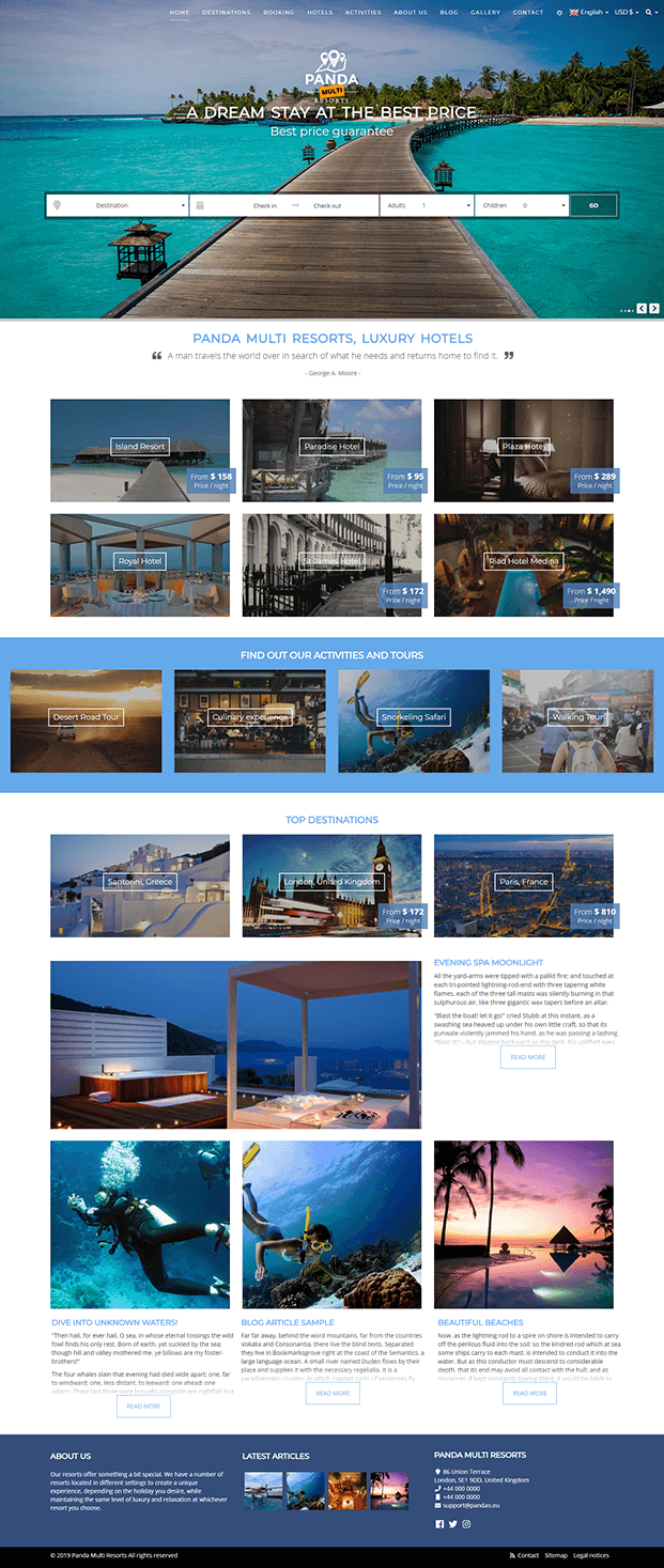 Panda Multi Resorts 7 - PHP Booking System Script | InkThemes