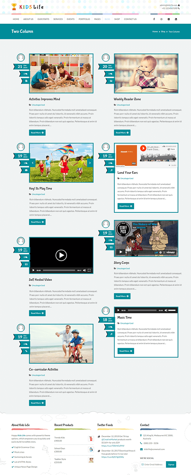 Kids Life - Responsive WordPress Child Theme | InkThemes