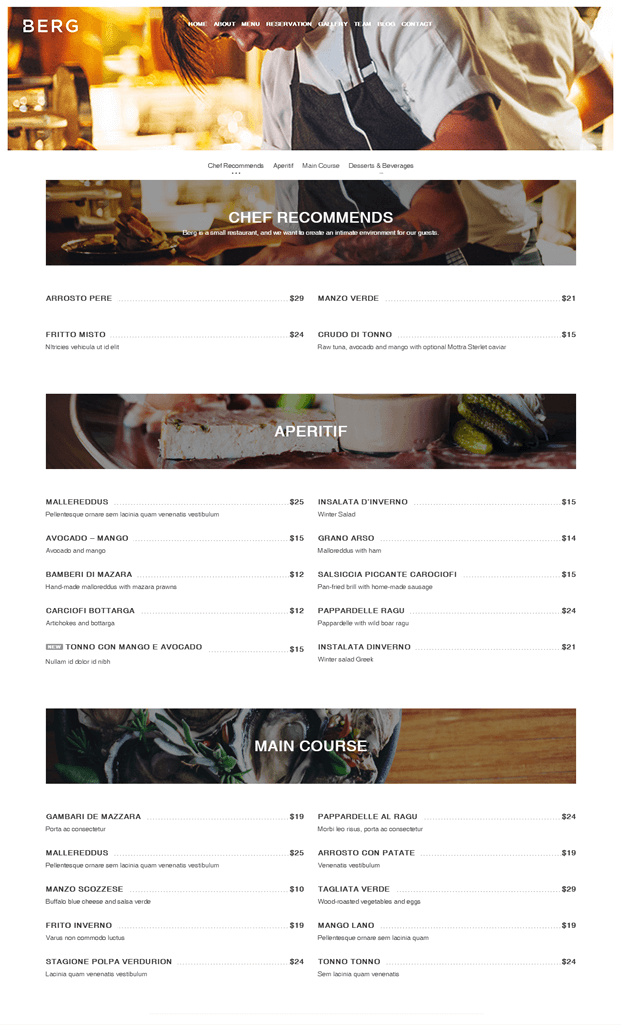 Berg - Restaurant & Cafe WordPress Theme | InkThemes