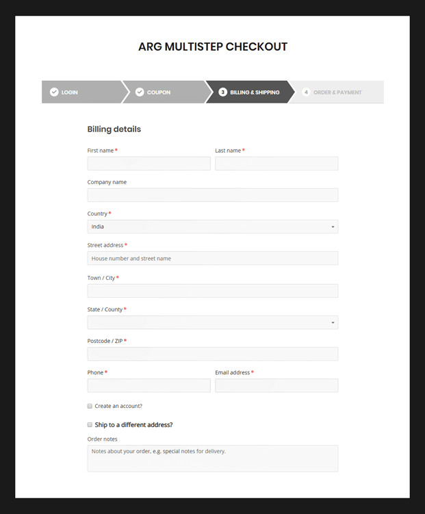 ARG WooCommerce Multistep Checkout WordPress Plugin | InkThemes